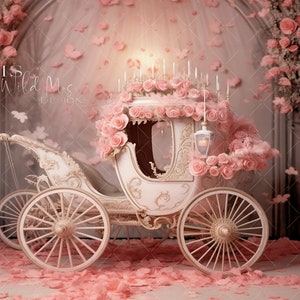 4 Pink Princess Carriage Studio Digital Backgrounds, Princess, Carriage ...