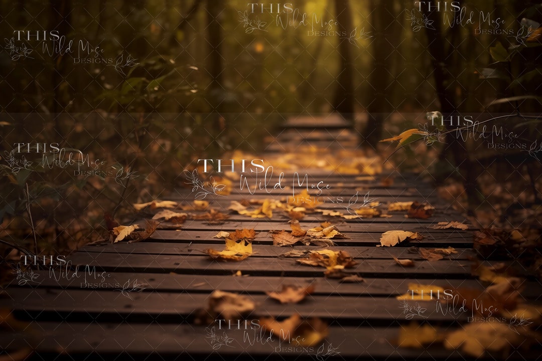 Fall Bridge Backdrop, Autumn Leaves, Fall Digital Background, Fall ...