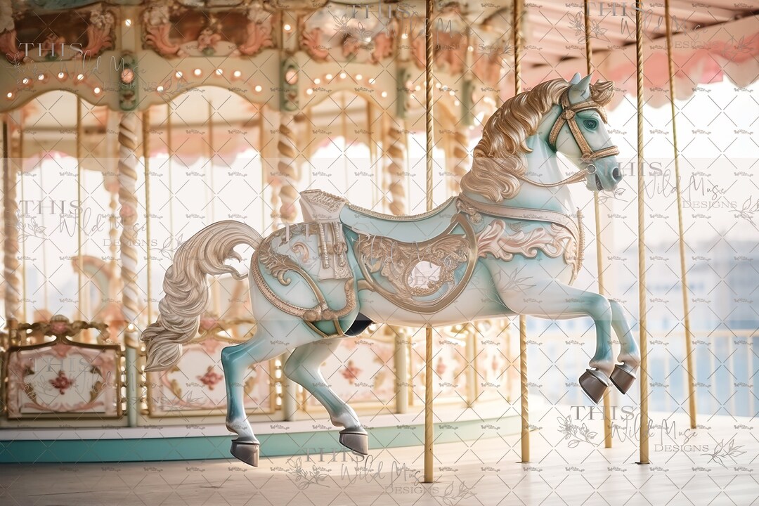Summer Carousel Horse, Carousel, Summer Pastels, Pastel Tones, Digital ...