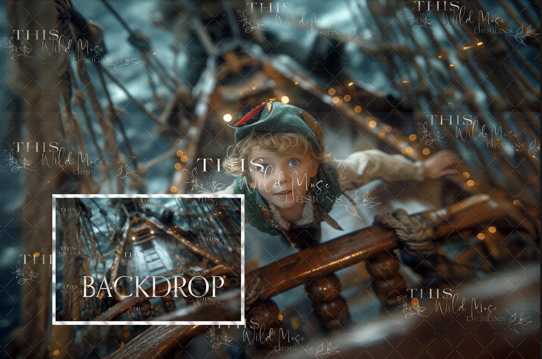 Peter Pan Digital Backdrop, Pirate Ship, Fairy Sparkle, Peter Pan Fly ...