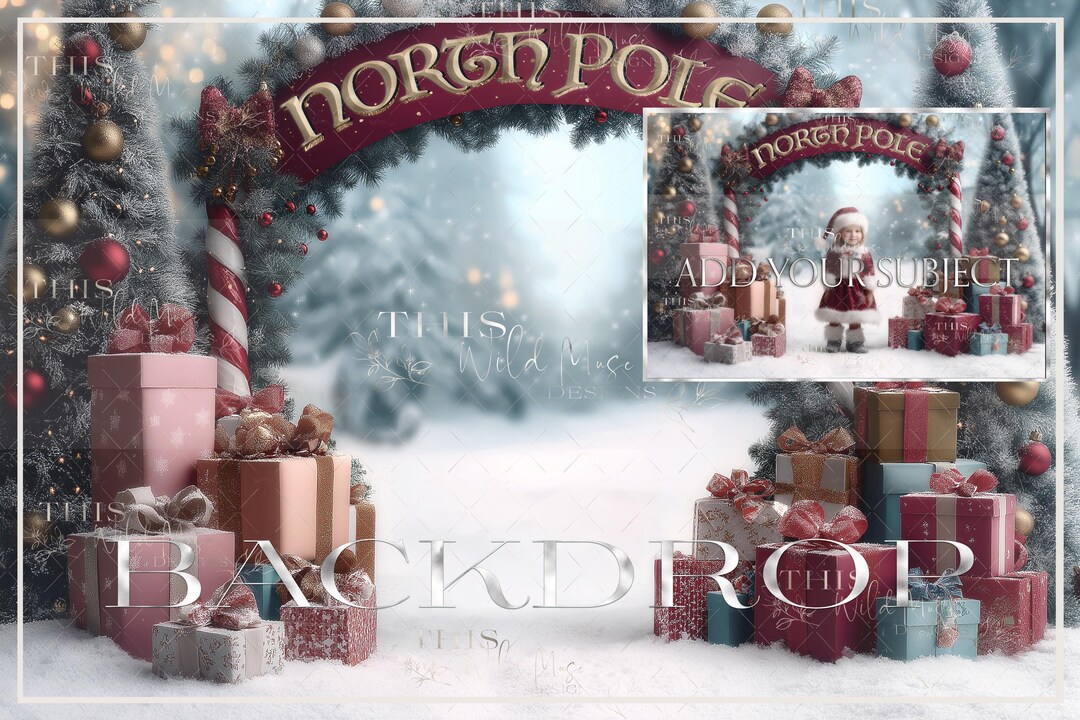 North Pole Christmas Digital Backdrop, Holiday Composite, Creative ...