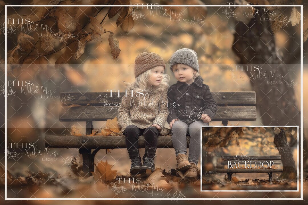 Fall Park Bench Digital Background, Autumn, Fall Tones, Autumn Park ...