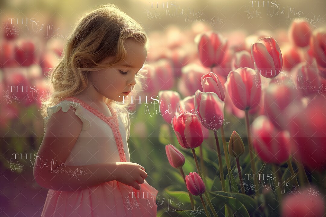Spring Tulips Background, Spring Digital Background, Pink Flowers ...