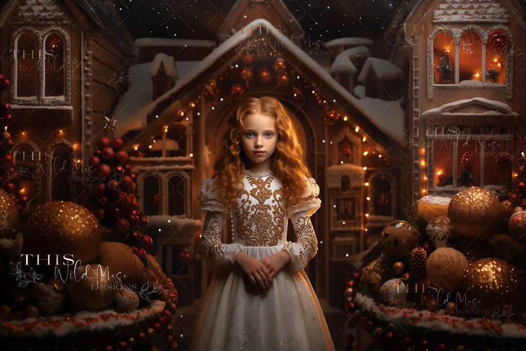 Gingerbread House Digital Background, Christmas Digital Backdrop ...