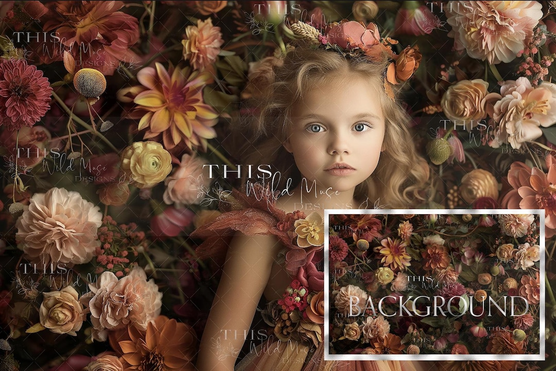 Studio Flower Wall Digital Background, Floral Studio Backdrop, Flowers ...