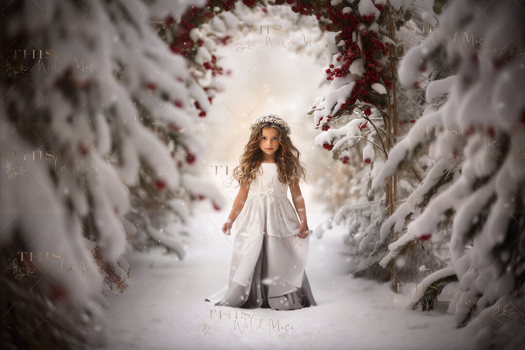 Winter Garden Digital Backdrop, Winter, Photoshop Composite, Christmas ...