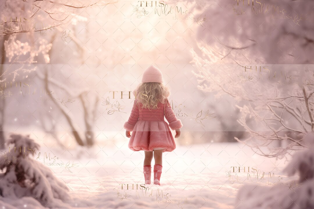 Snow Path Scene Digital Background, Winter, Snow, Snow Covered Trees ...