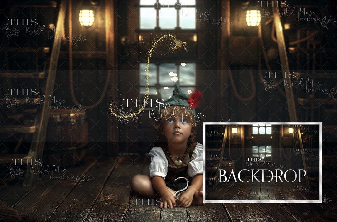 Peter Pan Digital Backdrop, Pirate Ship, Fairy Sparkle, Peter Pan ...