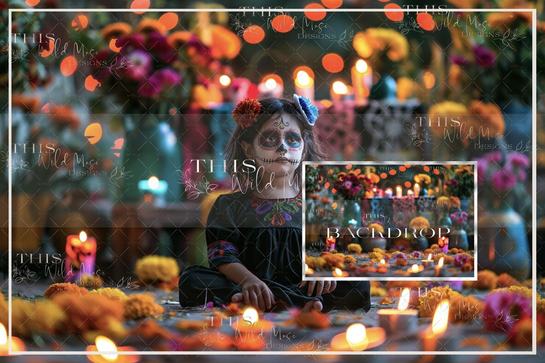 La Ofrenda Digital Backdrop, Halloween Digital Background, Vibrant Dia ...