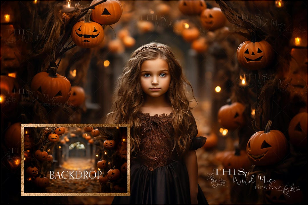 Halloween Digital Backdrop, Jack O' Lantern Arch, Pumpkin Arch ...