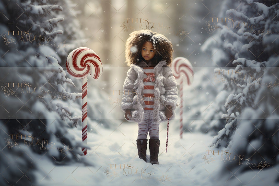 Winter Candy Path Digital Background, Christmas Digital Backdrop ...