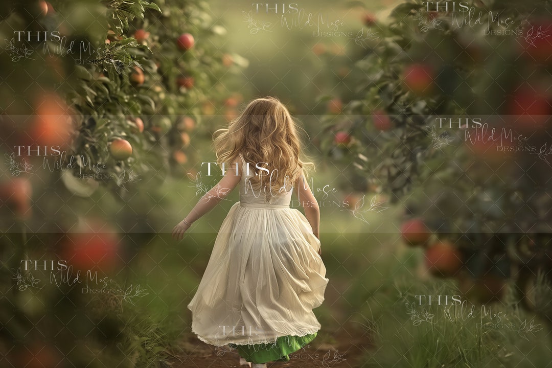 Apple Orchard Digital Background, Apples, Trees, Summer Background for ...