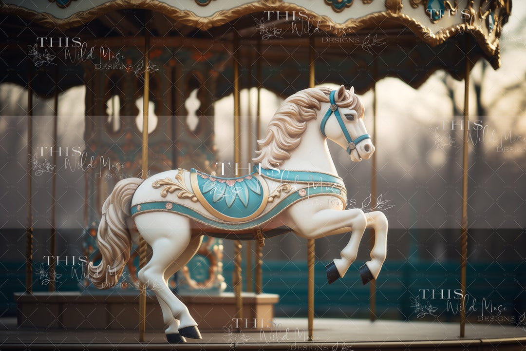 Fall Carousel Digital Backdrop, Fall, Autumn Carousel, Carousel Digital ...