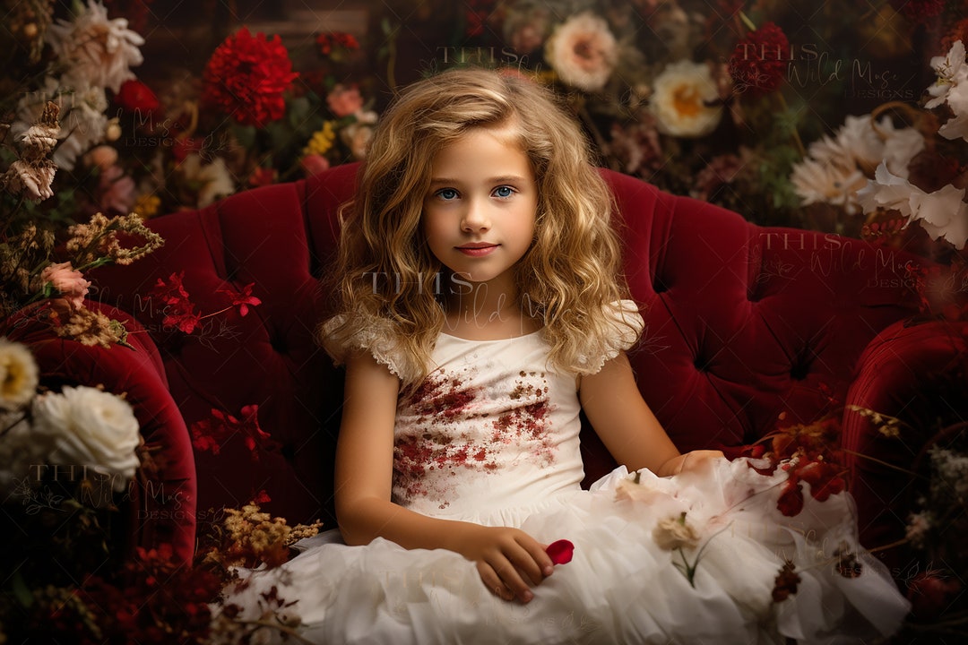 Studio Digital Background, Red Velvet Settee, Red Roses, Studio ...