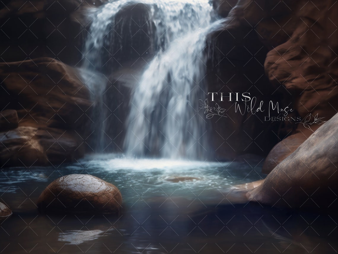 Waterfall Cove Digital Background Waterfall Private Cove - Etsy