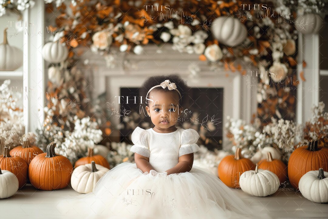 Autumn Digital Backdrop, Fall Mantle, Fireplace, Fall Pumpkins ...