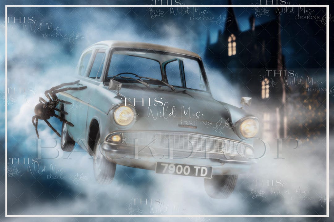 A Magic Flying Car Ride Digital Backdrop, Flying Car, Spider, Fog ...