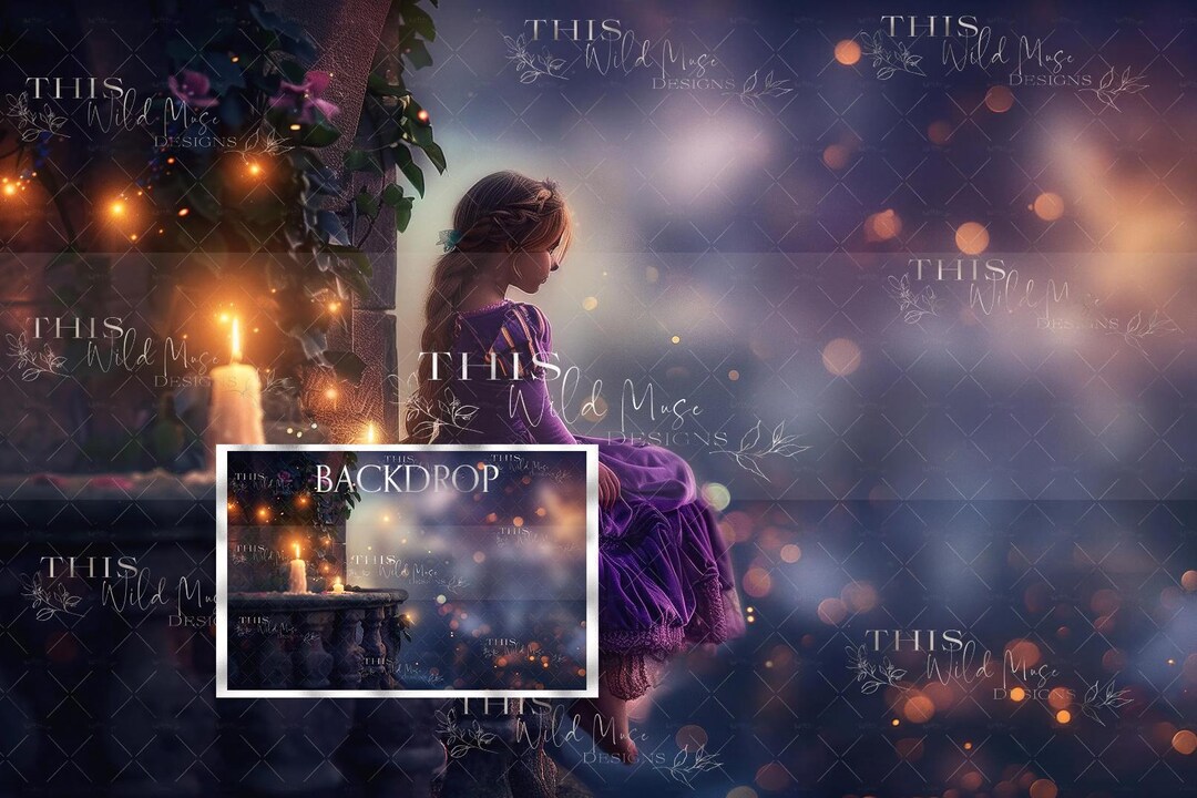 Magical Balcony Digital Backdrop, Nighttime Wishes, Whimsical ...