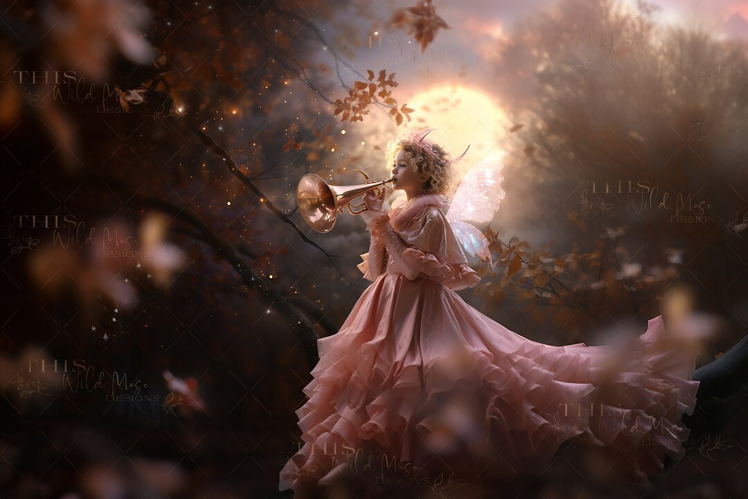 Enchanted Fall Fairy Digital Backdrop, Fall Leaves, Fairy Sparkles ...