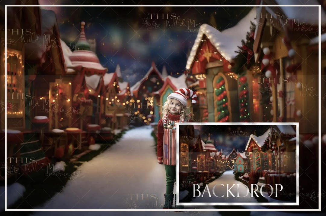 Elf Village Digital Background, Whimsical Elf Village, Christmas ...