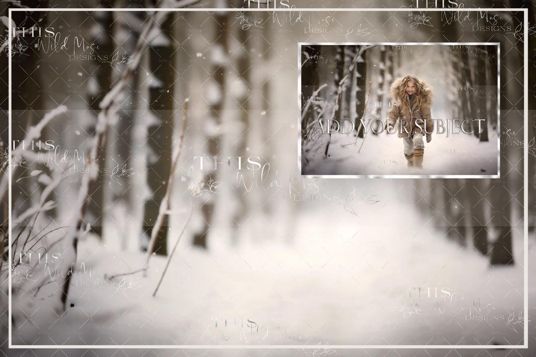 Snow Path Scene Digital Background, Winter, Snow, Snow Covered Trees ...