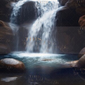 Waterfall Cove Digital Background, Waterfall, Private Cove, Waterfall ...