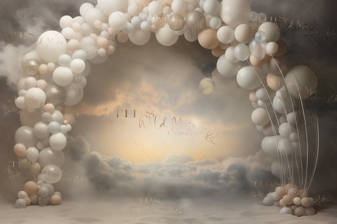 Balloon Arch Studio Backdrop, Clouds and Stars, Studio Digital ...