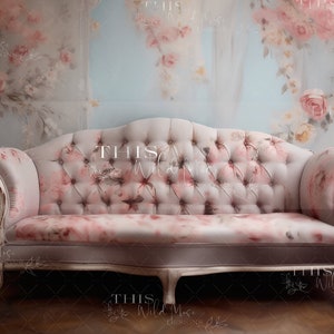 Floral Vintage Sofa Digital Backdrop, Vintage Floral Sofa, Pastel ...