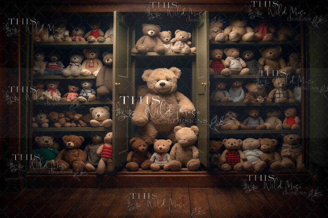 Teddy Bear Closet Digital Background, Stuffed Bears, Teddy Bears ...