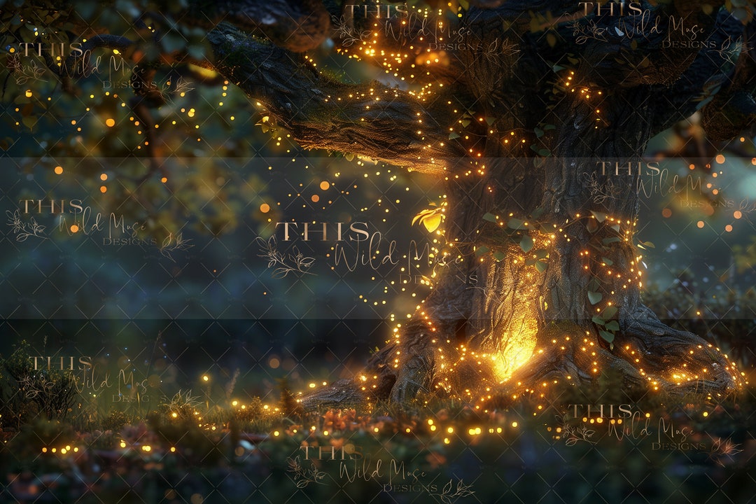 Fairy Tree Digital Backdrop, Fairies, Fairy Lights, Fantasy, Whimsical ...