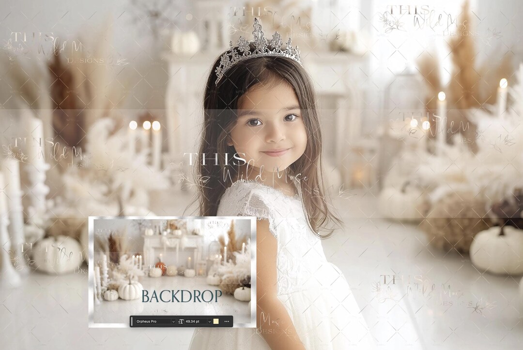 Autumn Studio Digital Background, White Fall Studio, Portrait Studio, Creative Composite ...