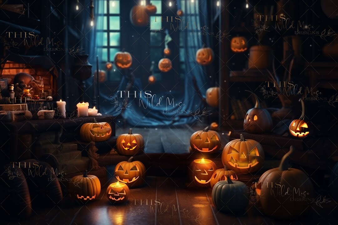 Witchy Thoughts Digital Backdrop, Halloween Digital Backdrop, Halloween ...