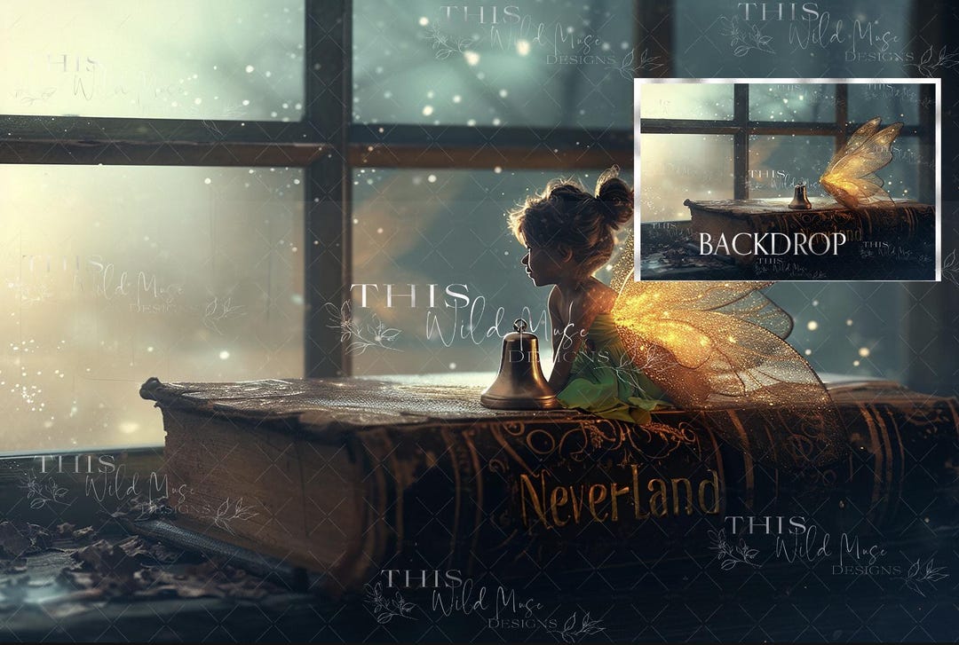 Tinker Bell Digital Backdrop, Neverland Reading, Fairy Sparkle ...