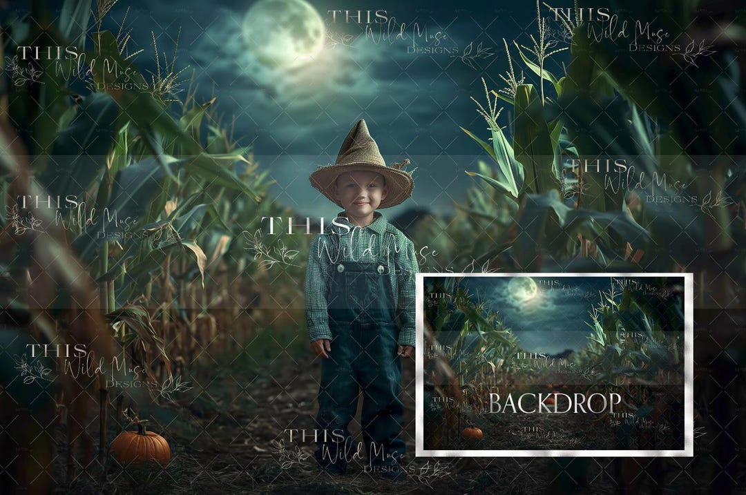 Halloween Corn Field Digital Background, Halloween Digital Backdrop ...
