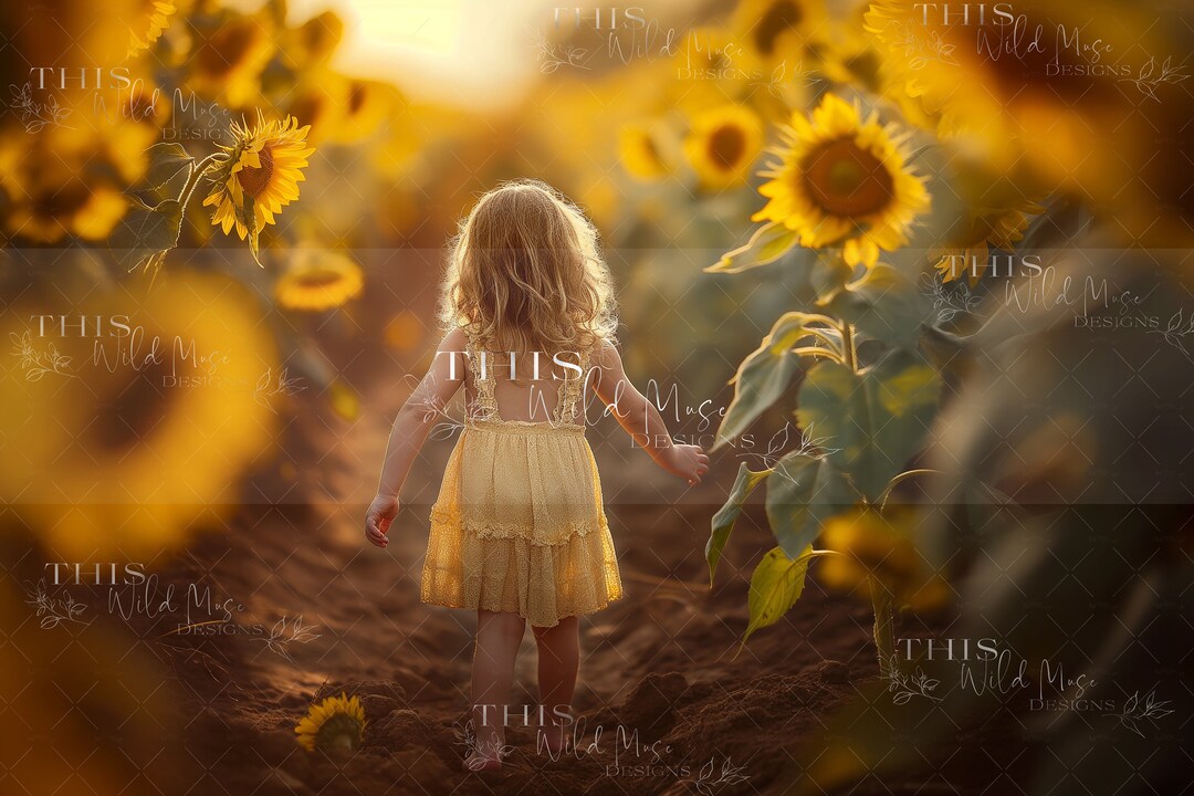 Sunflower Field Digital Backdrop, Portrait Digital Backdrop, Summer ...