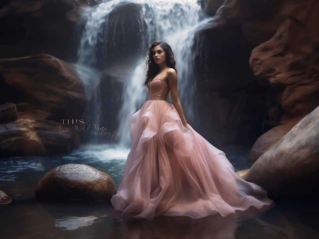 Waterfall Cove Digital Background Waterfall Private Cove - Etsy