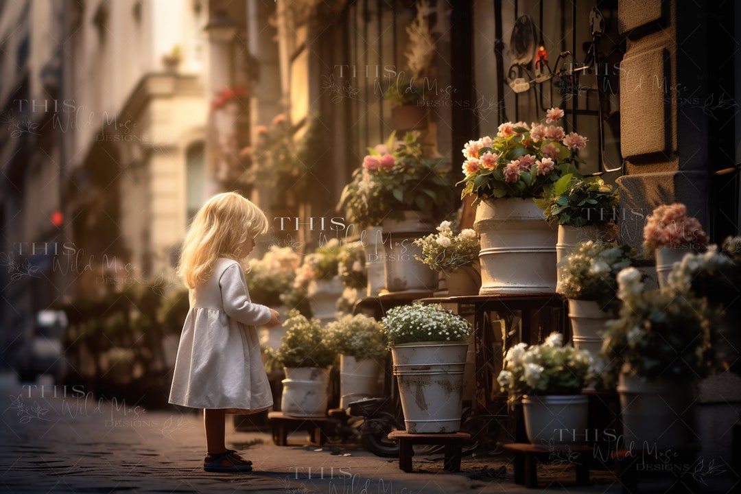 Urban Flower Shop Digital Background, Urban Backdrop, Flower Shop ...