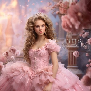 Princess Pink Flower Castle Digital Background Pink Flowers - Etsy