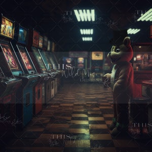 Retro Arcade Digital Backdrop, 80's Arcade, Abandoned Pizza Place ...