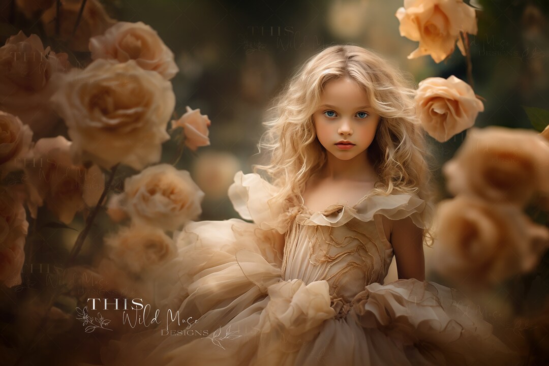 Rose Portrait Digital Backdrop, Peach, Artistic Portrait, Rose Garden ...