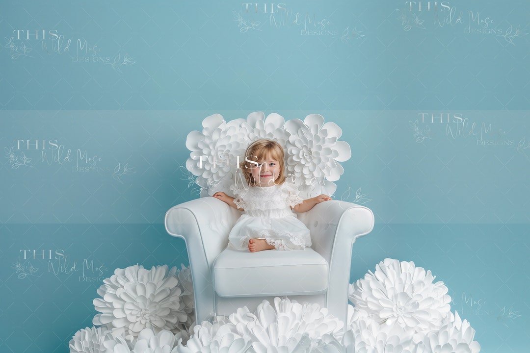 White Chair Studio Digital Background, White Paper Flowers, Studio ...