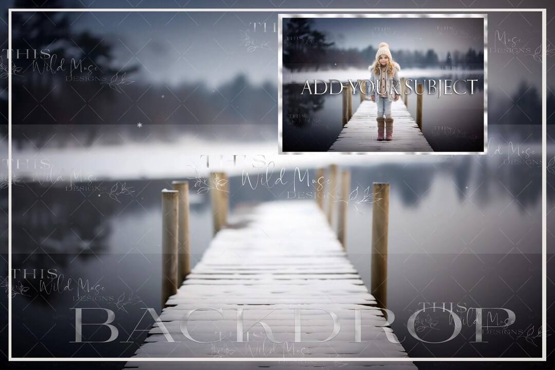 Winter Dock Digital Background, Winter, Snow, Snow Covered Dock, Winter ...