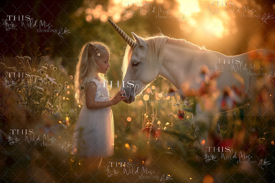 Unicorn Flower Field Digital Background, Unicorn, Flower Field Digital ...