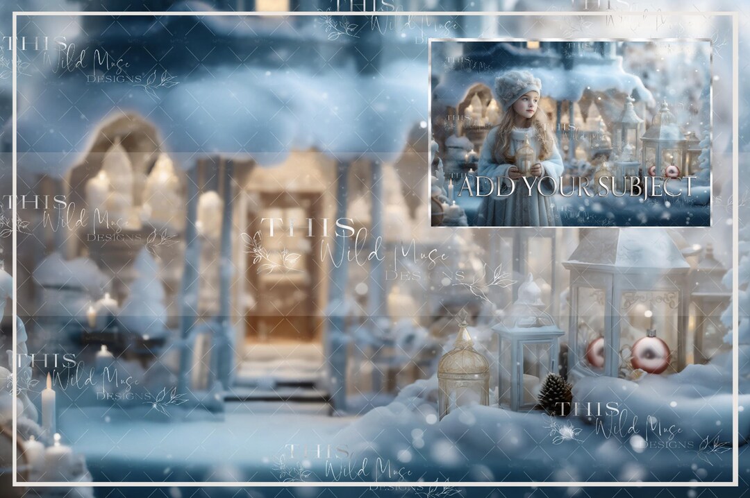 Snowy Winter Dreams Digital Background, Pastel Tones Winter, Snowy ...