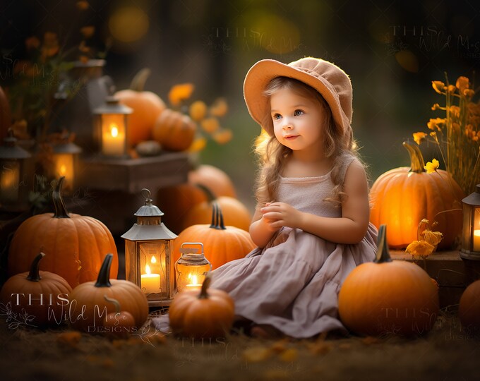 Pumpkin Patch Digital Backdrop, Pumpkin Patch, Fall Digital Backdrop, Autumn Background ...