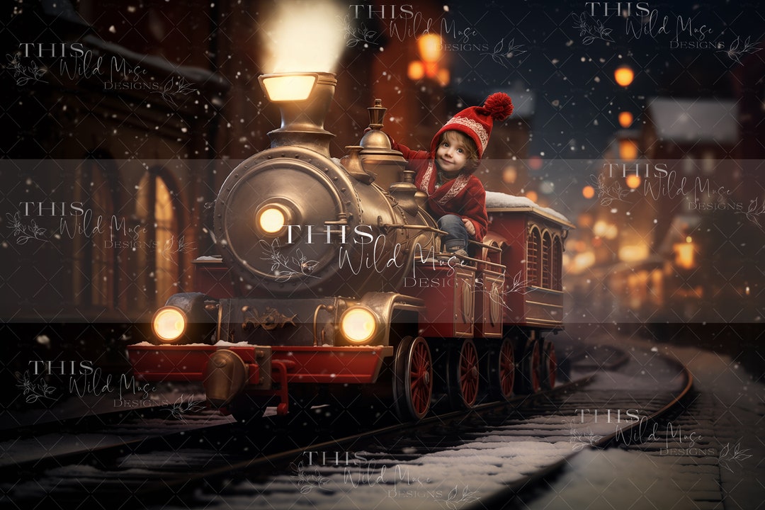 Christmas Train Ride Digital Backdrop, Elf Express, Holidays, the North ...