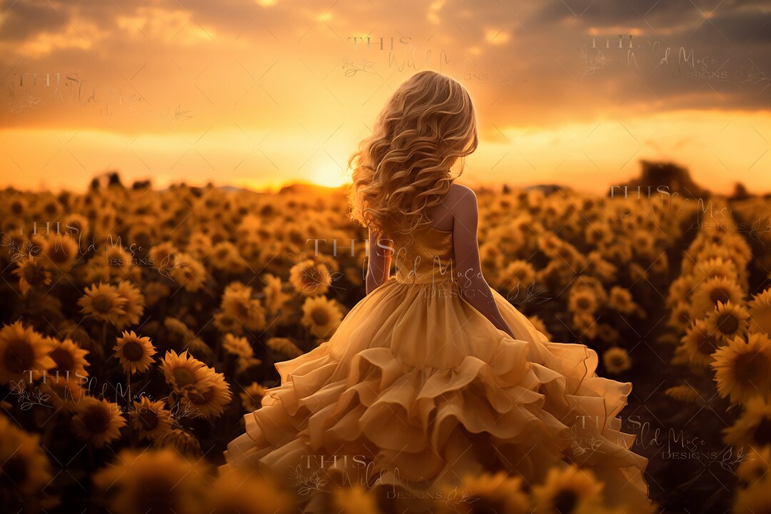 Sunflower Field Digital Backdrop, Portrait Digital Background, Summer ...