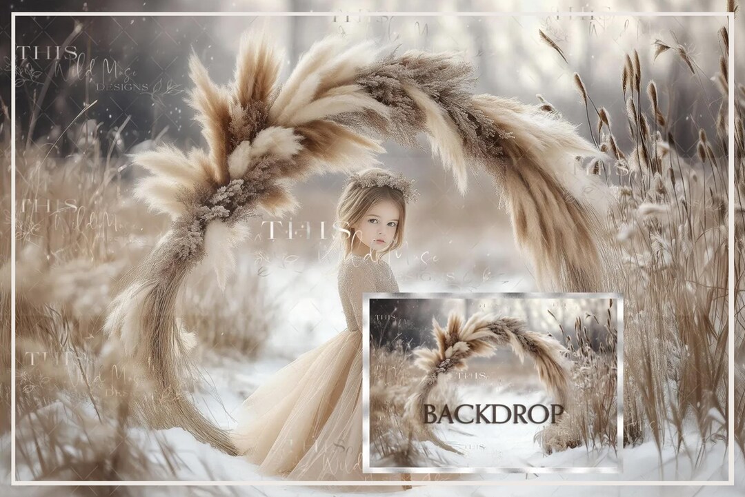 Boho Winter Portrait Digital Backdrop, Boho Backdrop, Winter Scene ...