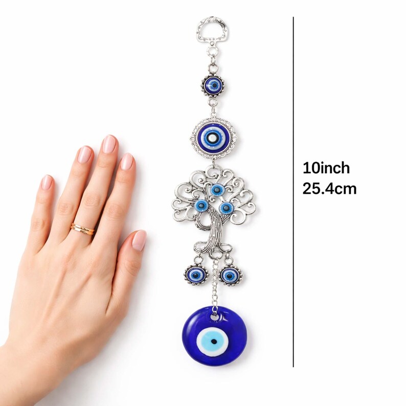 Blue Nazar Evil Eye Wall Decor, Tree of Life Hanging Ornament, Turkish ...