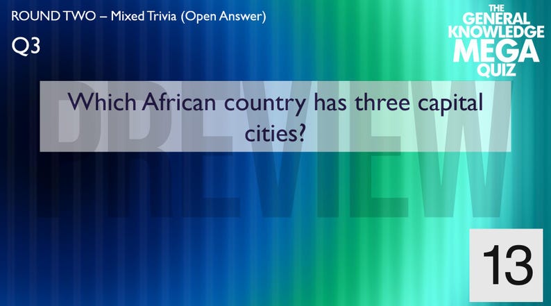 The General Knowledge Mega Quiz: Trivia Night Pub Quiz Powerpoint ...